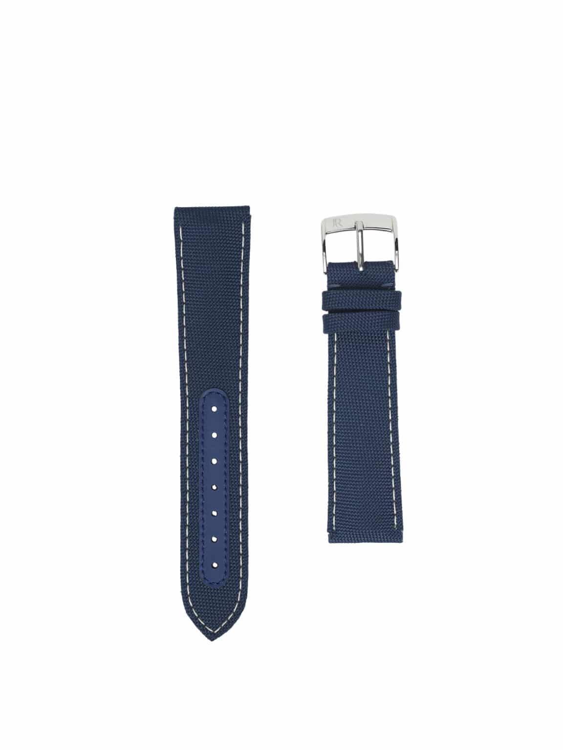 Compass watch strap - blue sailcloth fabric – white stitching - Maison ...